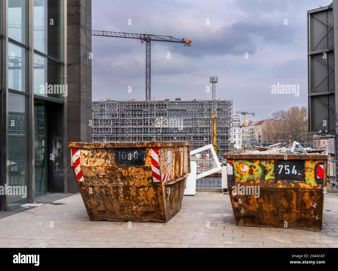 Container with building material, Berlin, Germany Stock Photo - Alamy