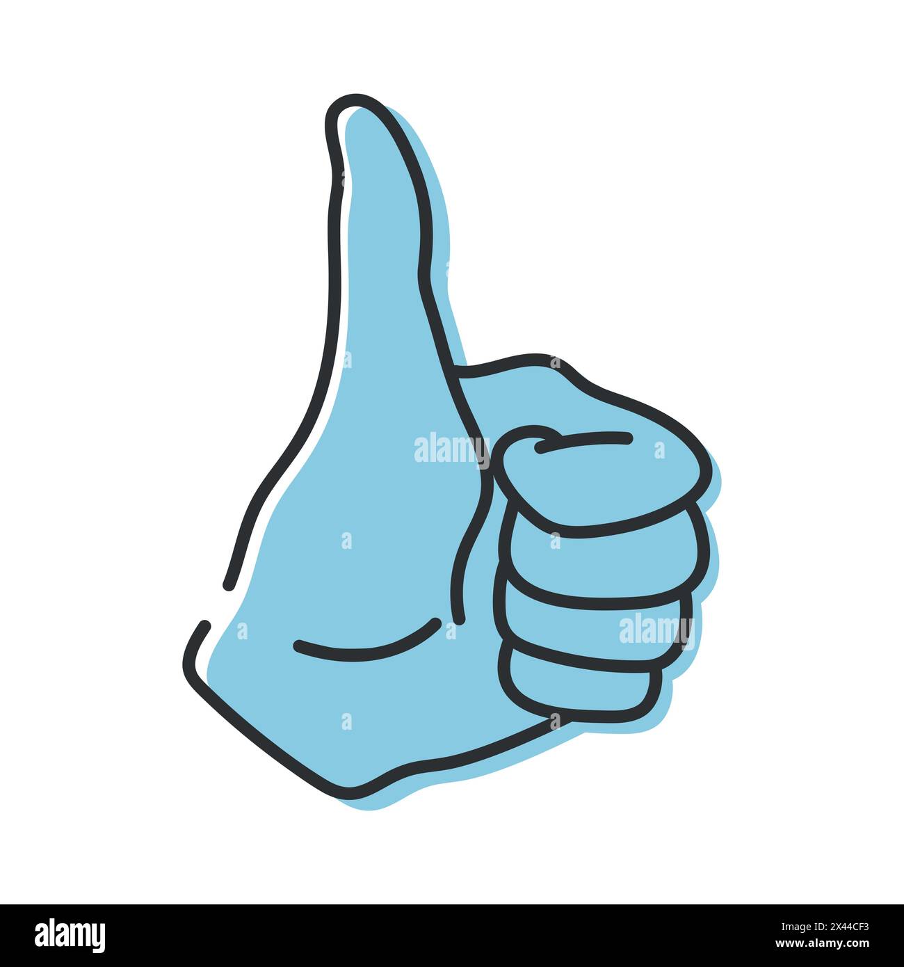 Hand with thumb up isolated on a white background. Thumb up line icon ...