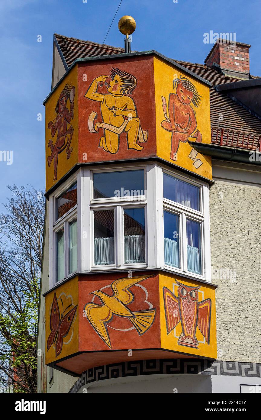 Painted bay window, Kaufbeuern, Allgaeu, Swabia, Bavaria, Germany Stock ...