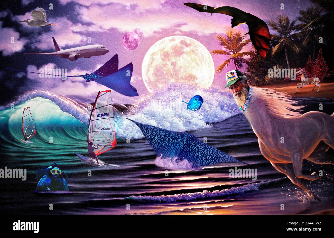 Composing with Fish and Birds and Centaur, from base of painting in ...