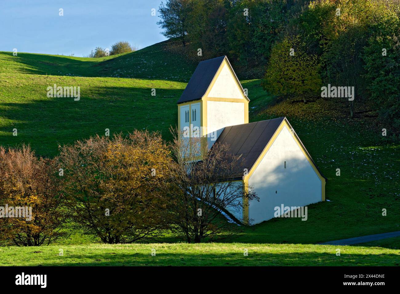 Copy of the Romanesque pilgrimage church Heilig Kreuz, sculpture and ...