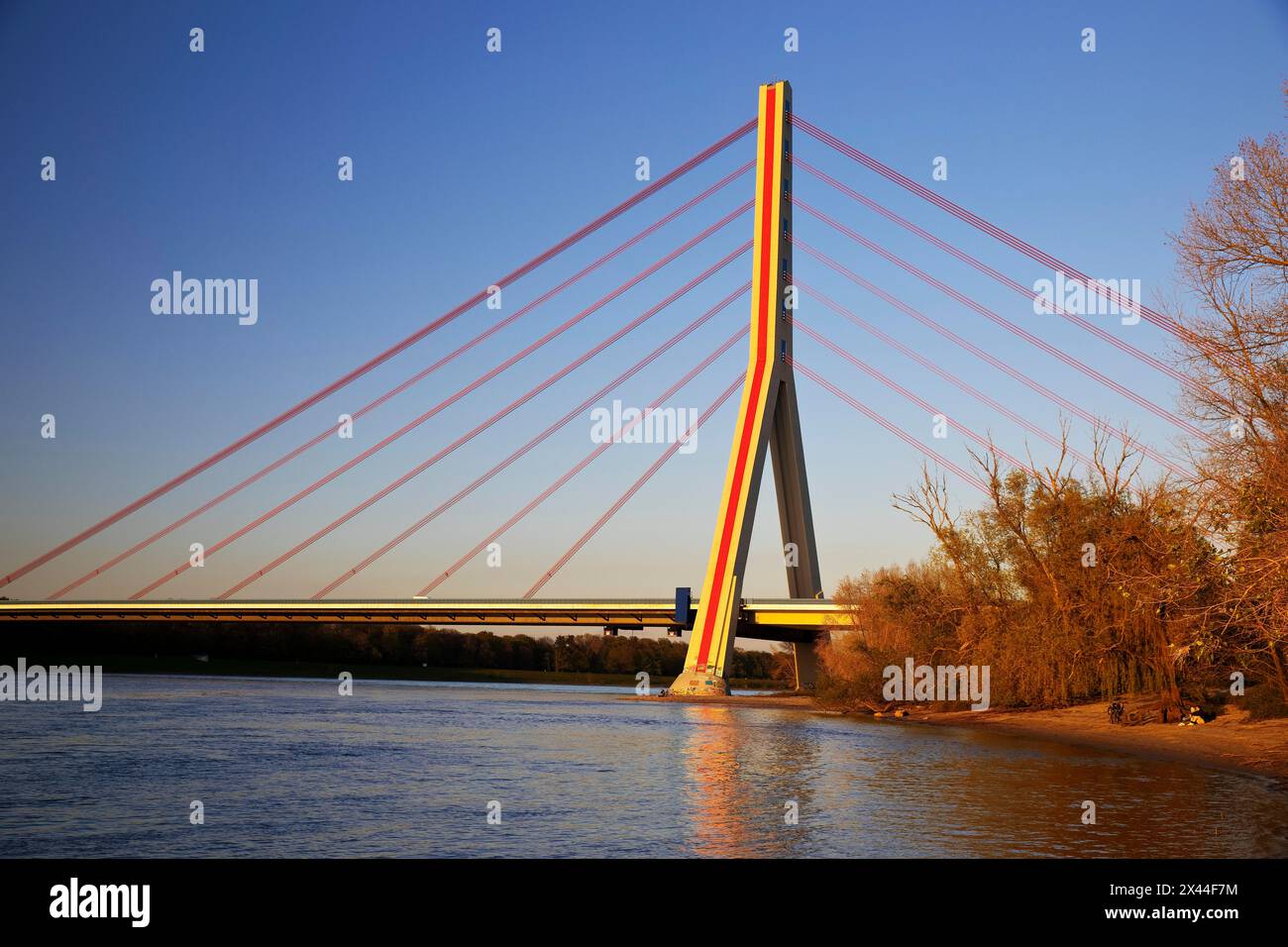Fleher Bridge over the Rhine with the highest bridge pylon in Germany ...