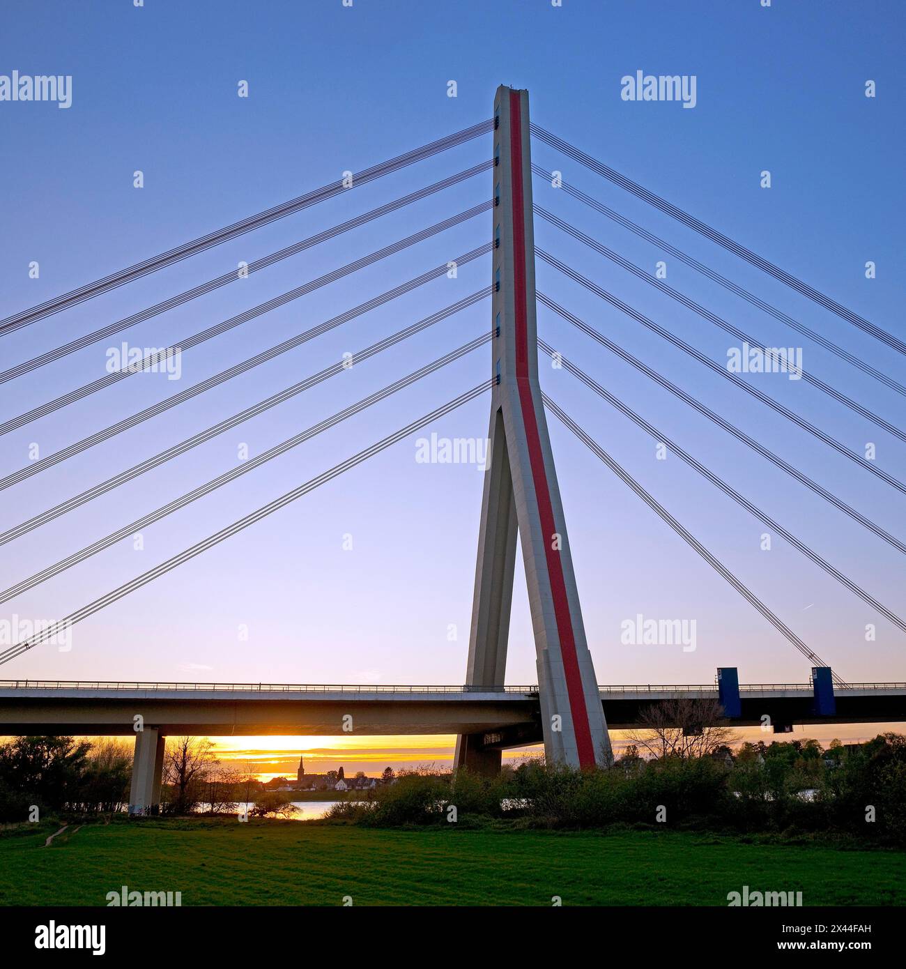 Fleher Bridge over the Rhine with the highest bridge pylon in Germany ...