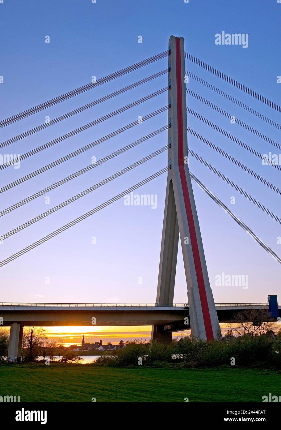 Fleher Bridge over the Rhine with the highest bridge pylon in Germany ...