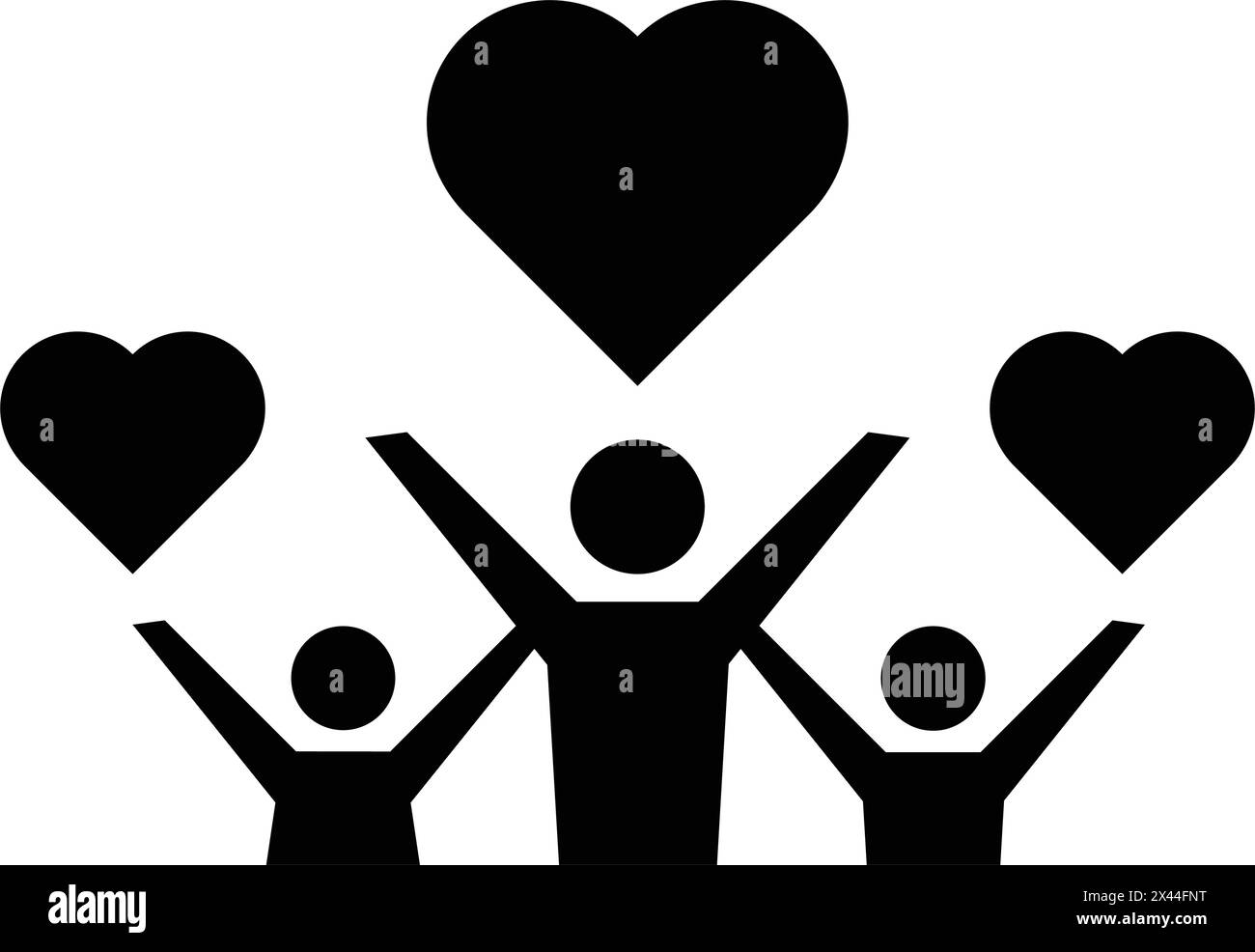 Community icon, people with heart symbol for charity, love, unity and ...