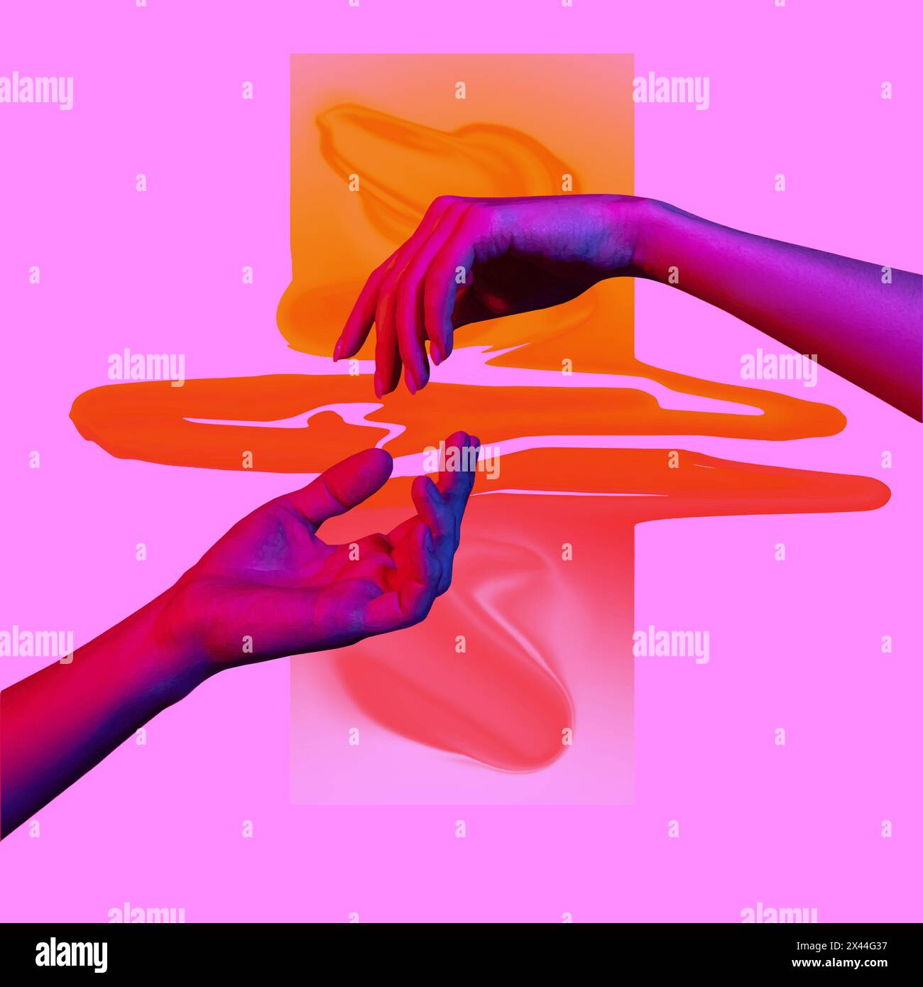 Vector illustration. Light touch of hands. Contemporary art collage ...