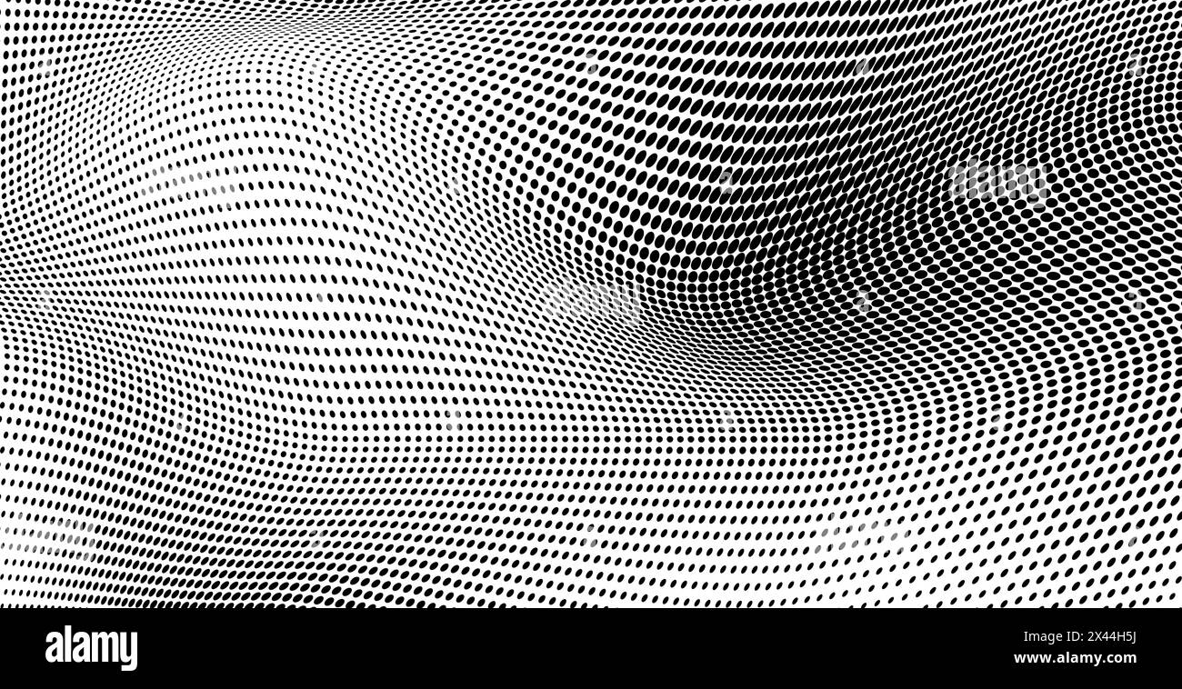 black and white wave halftone. Vector illustration Stock Vector Image ...