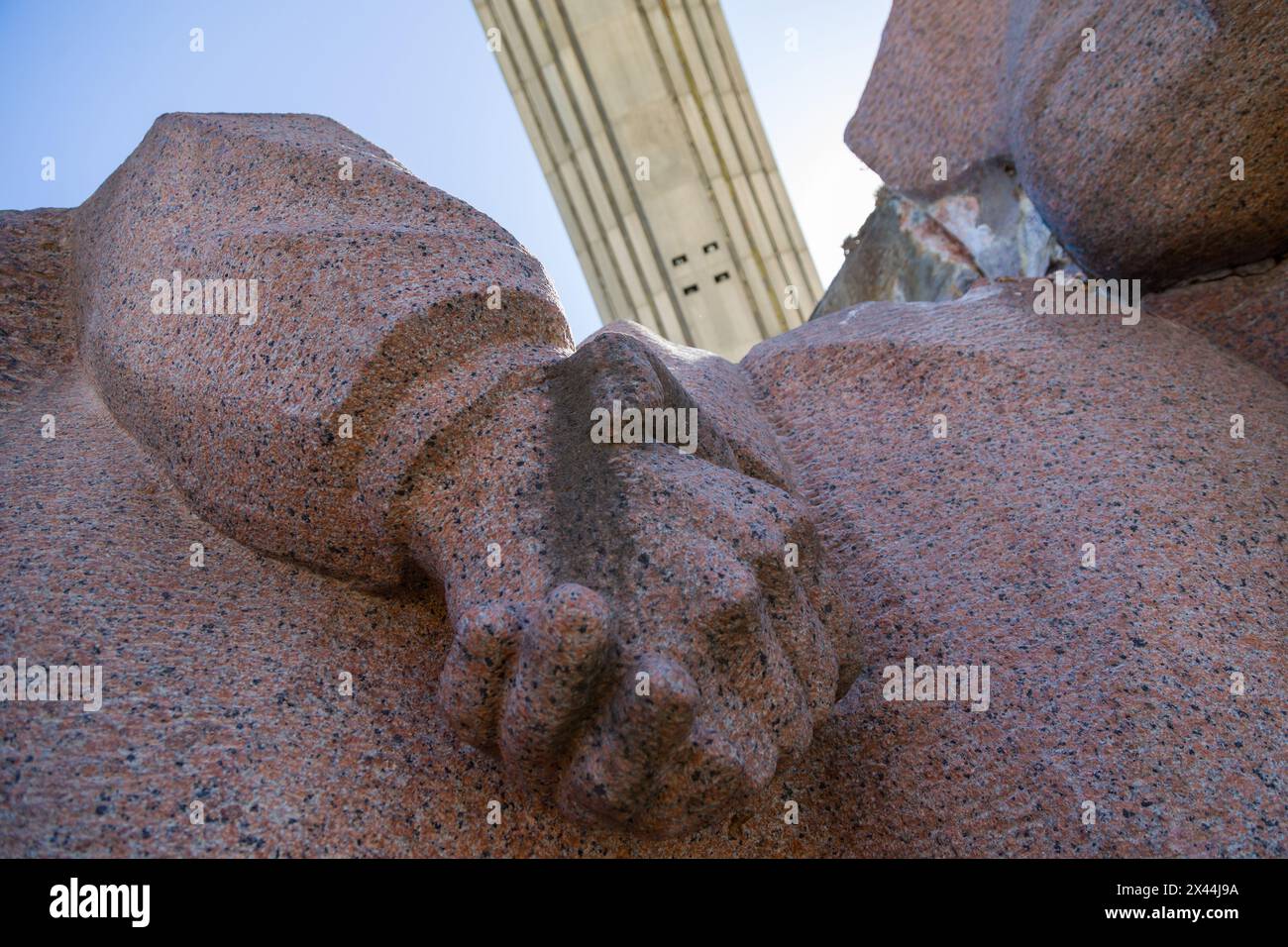 KYIV, UKRAINE - APRIL 30, 2024 - The dismantling of the monument ...