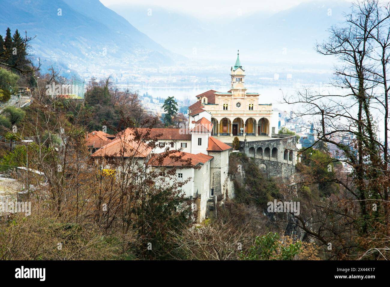 Sanctuary of Madonna del Sasso in Orselina above city is the principal ...