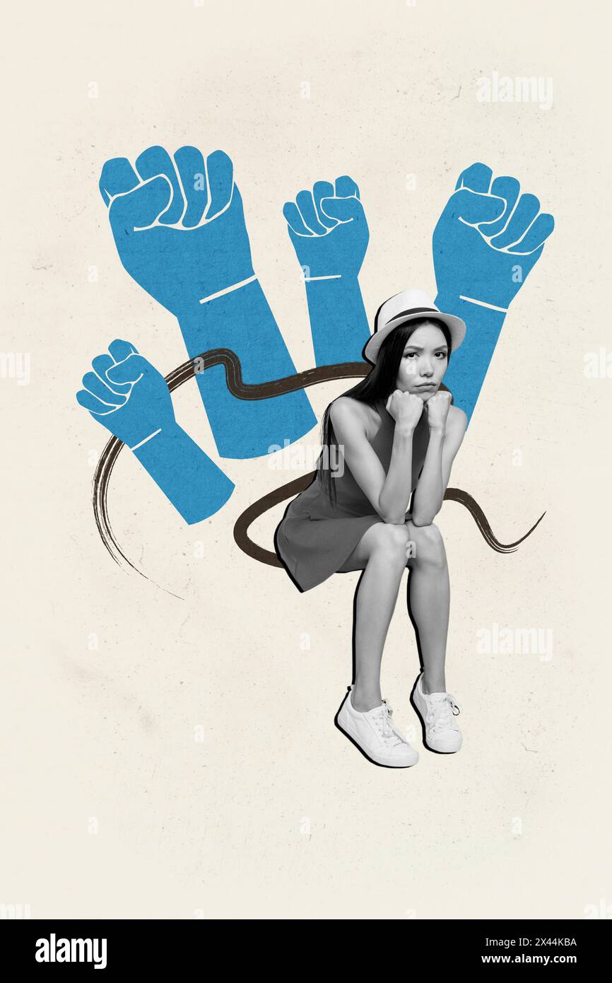 Composite sketch image 3D photo collage of black white silhouette young ...