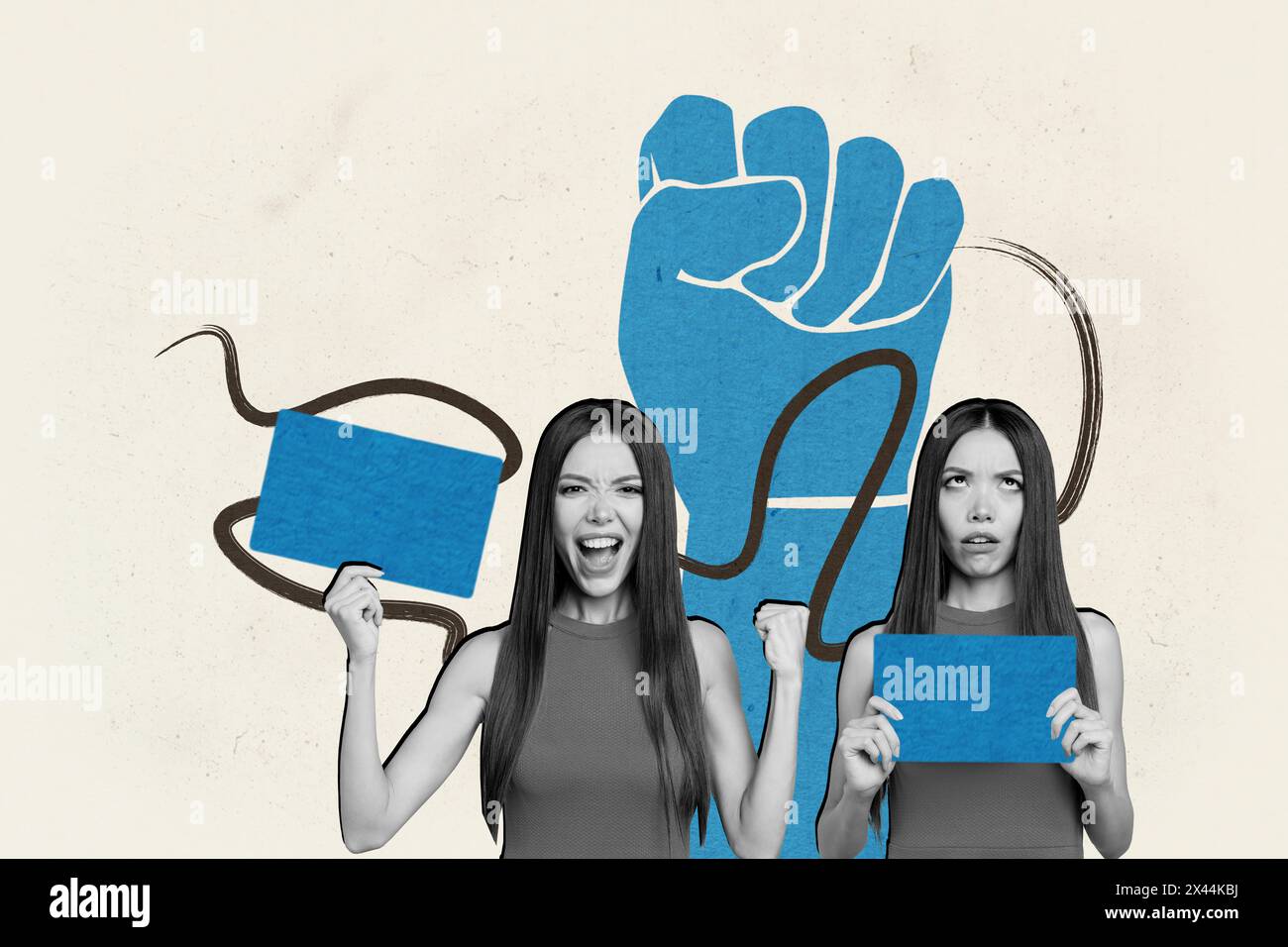 Composite sketch image 3D photo collage of black white silhouette young ...