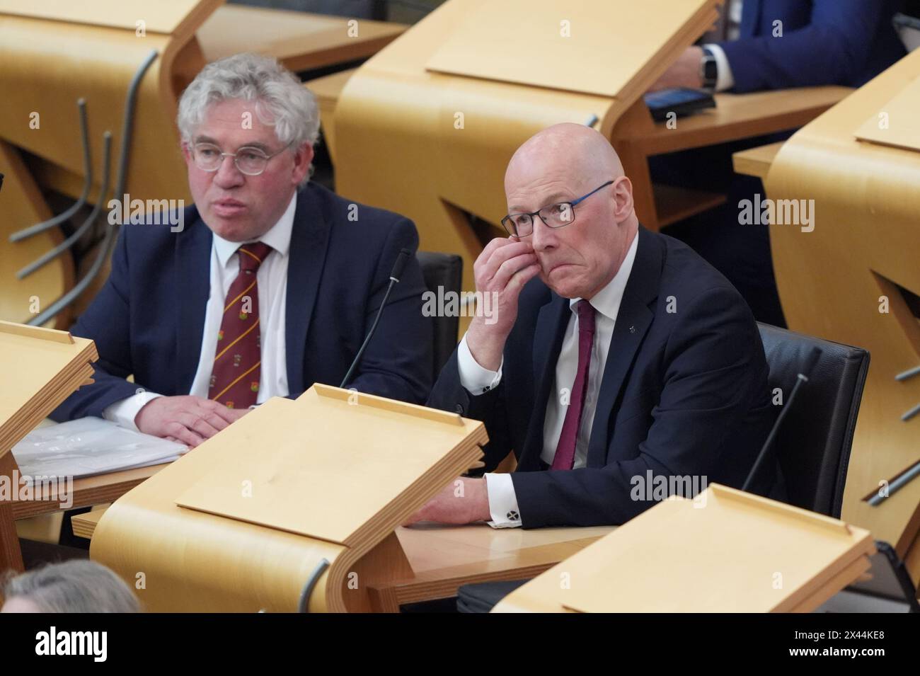 Kenneth Gibson and John Swinney at the Scottish Parliament in Edinburgh ...