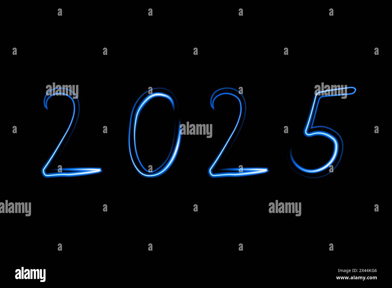 Vector isolated illustration of the inscription 2025 with neon effect ...