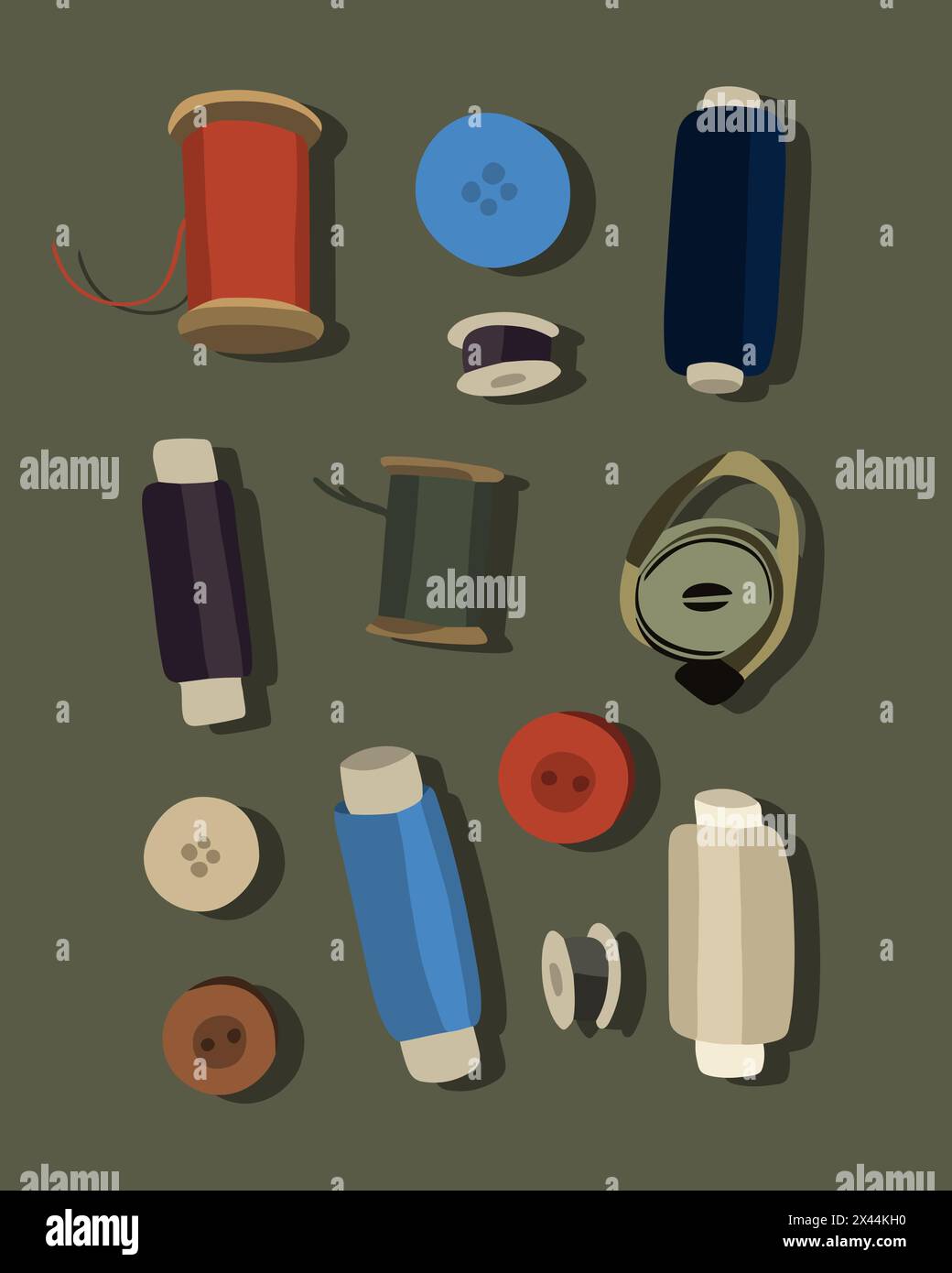 Vector isolated illustration of sewing kit with threads Stock Vector ...