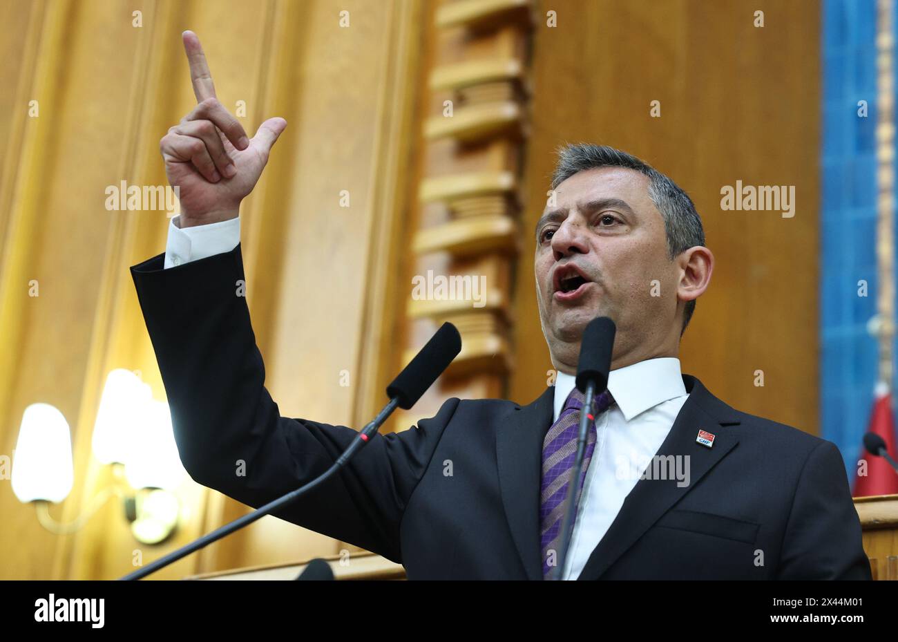 Ankara, Turkey. 30th Apr, 2024. Leader of the Republican People's Party (CHP), Özgür Özel ...