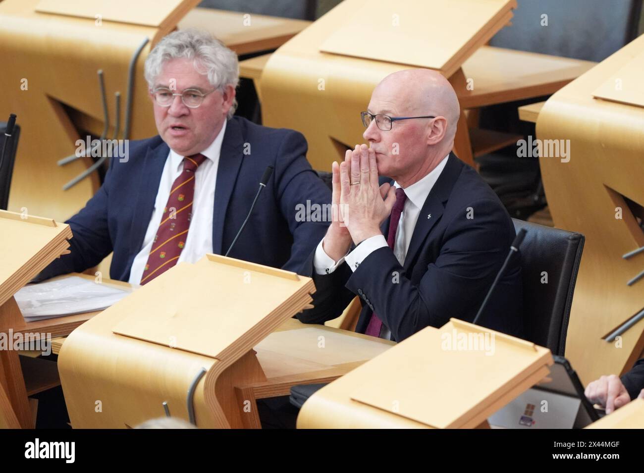 Kenneth Gibson and John Swinney at the Scottish Parliament in Edinburgh ...