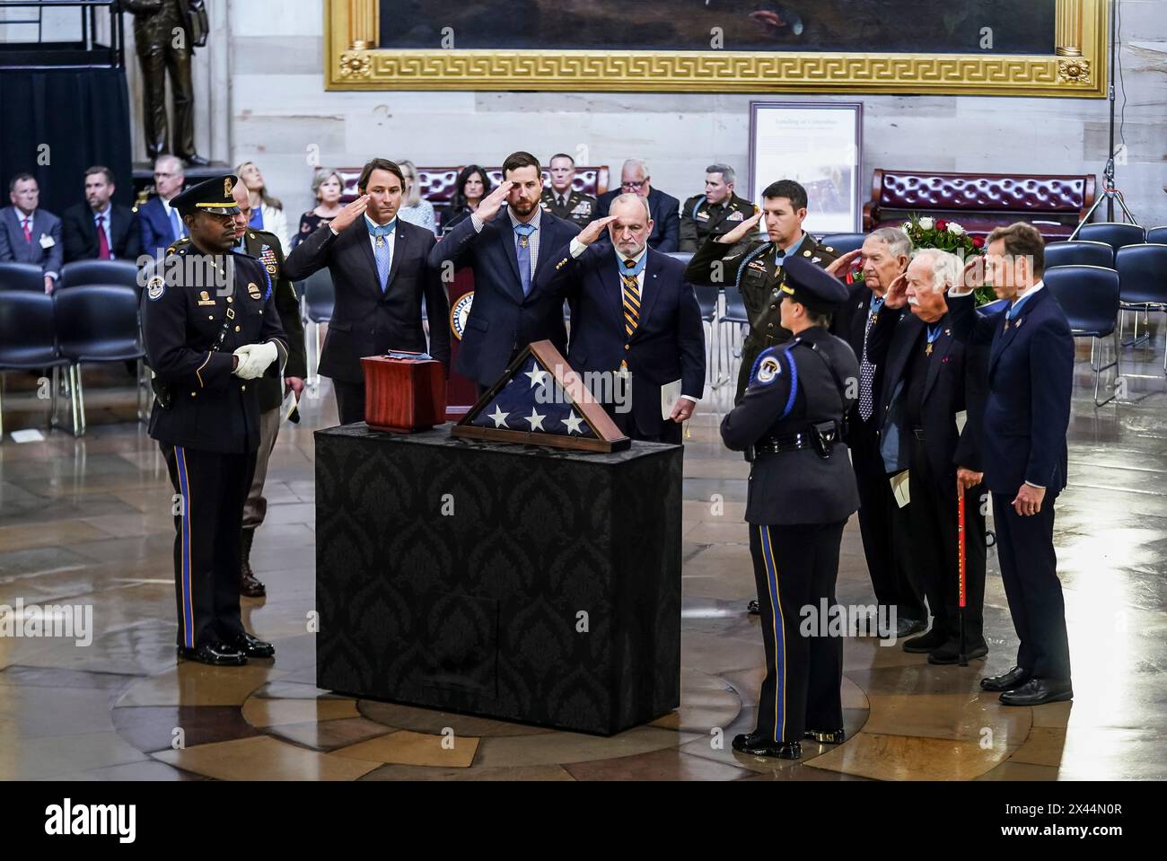 Washington, USA. 29th Apr, 2024. Past Medal of Honor recipients salute ...