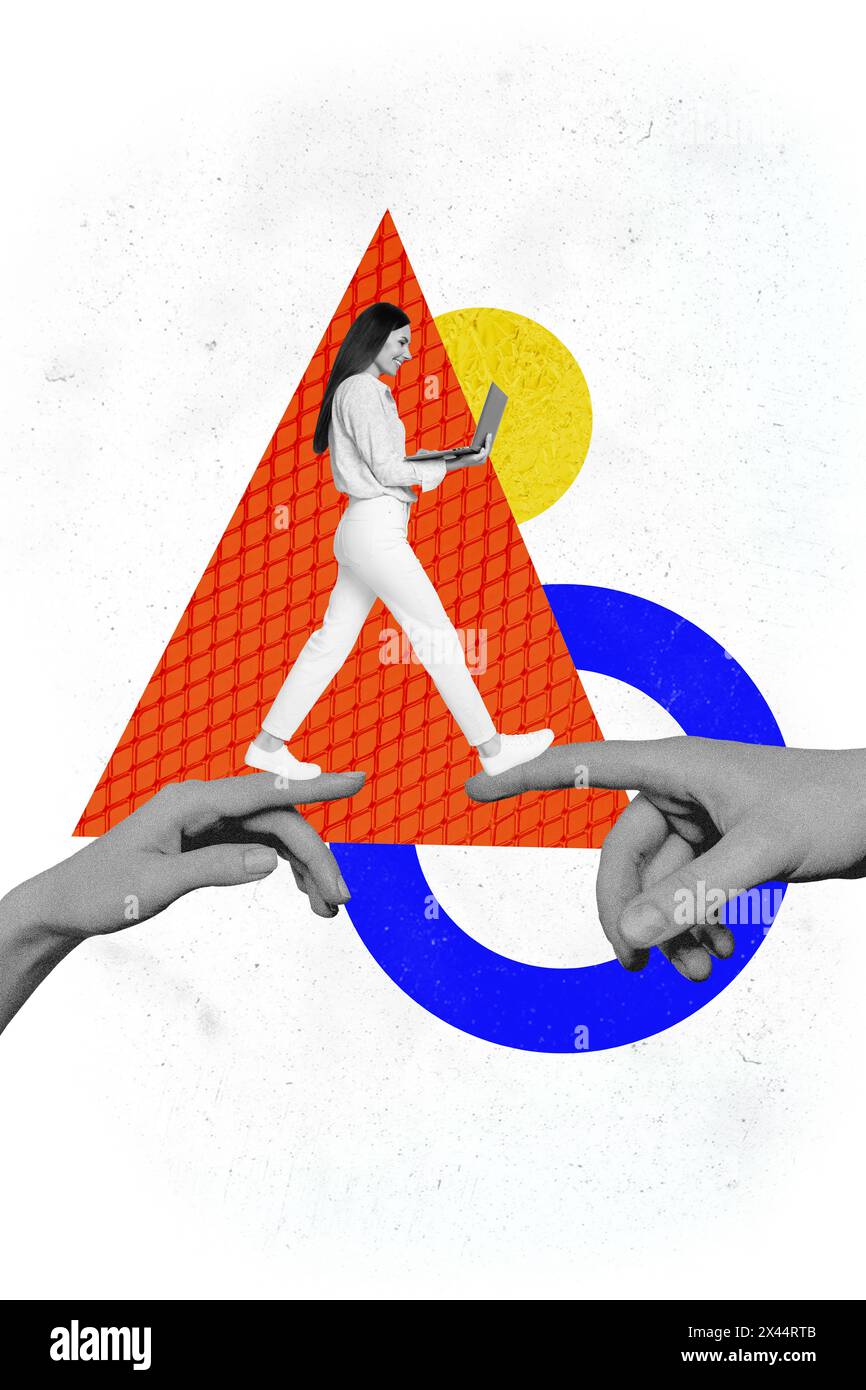 Sketch image collage of geometric elements circle triangle ball black ...