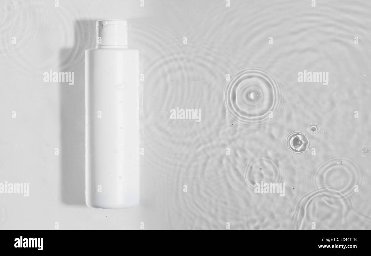 Cosmetic moisturizer with hyaluronic acid, micellar emulsion on white ...