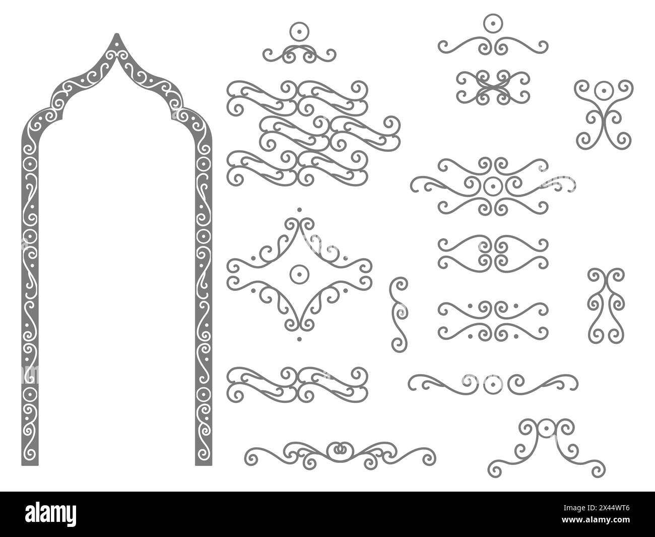 Vector set of elements and shapes with arch illustration Stock Vector ...