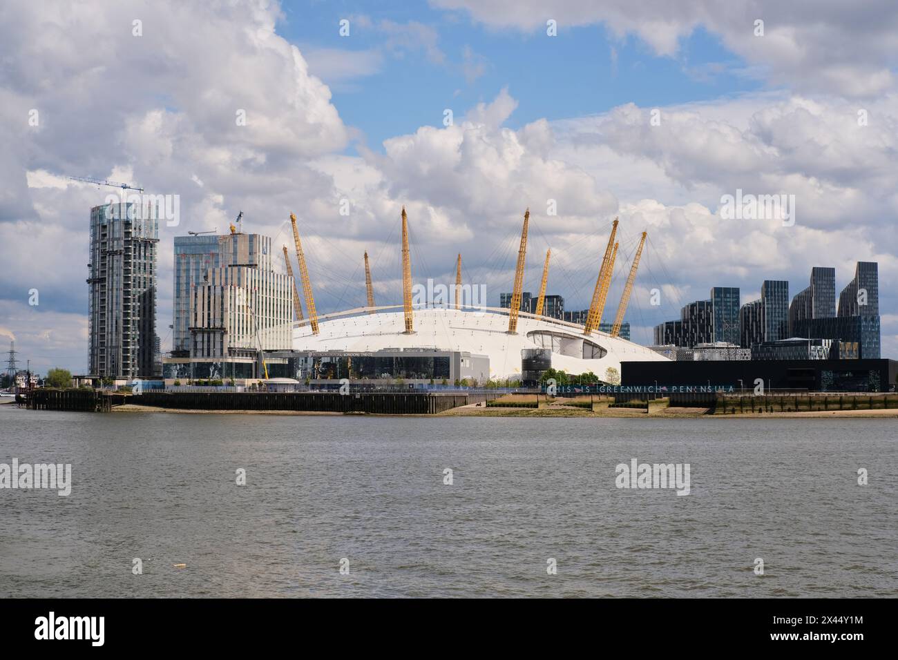 The O2 Arena and River Thames, viewed from the Isle of Dogs, London ...