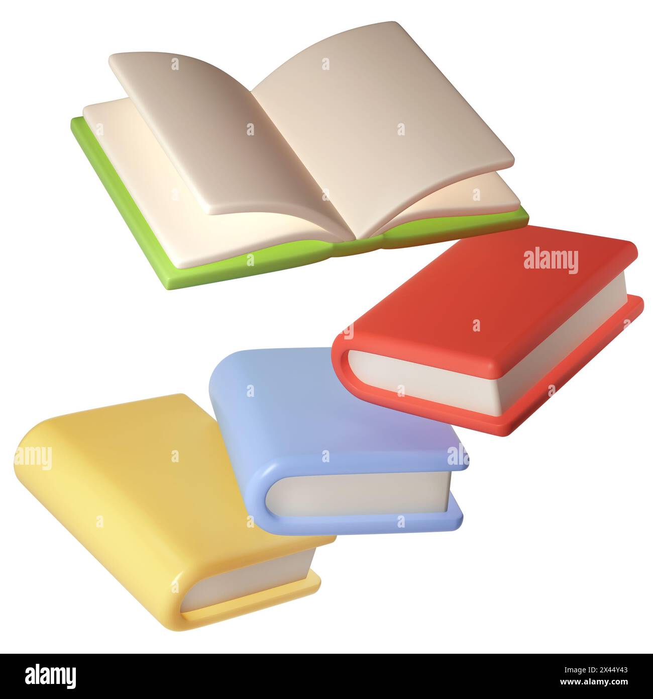 3D flying Books graduate school Icon. Render Education or Business ...