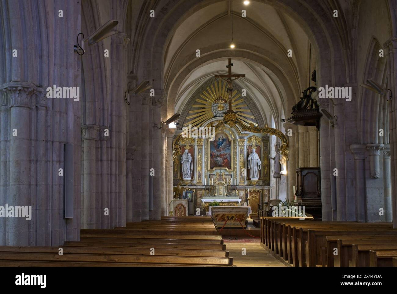Sainte-Mere-Eglise, France - Apr 19, 2024: Sainte-Mere-Eglise church ...