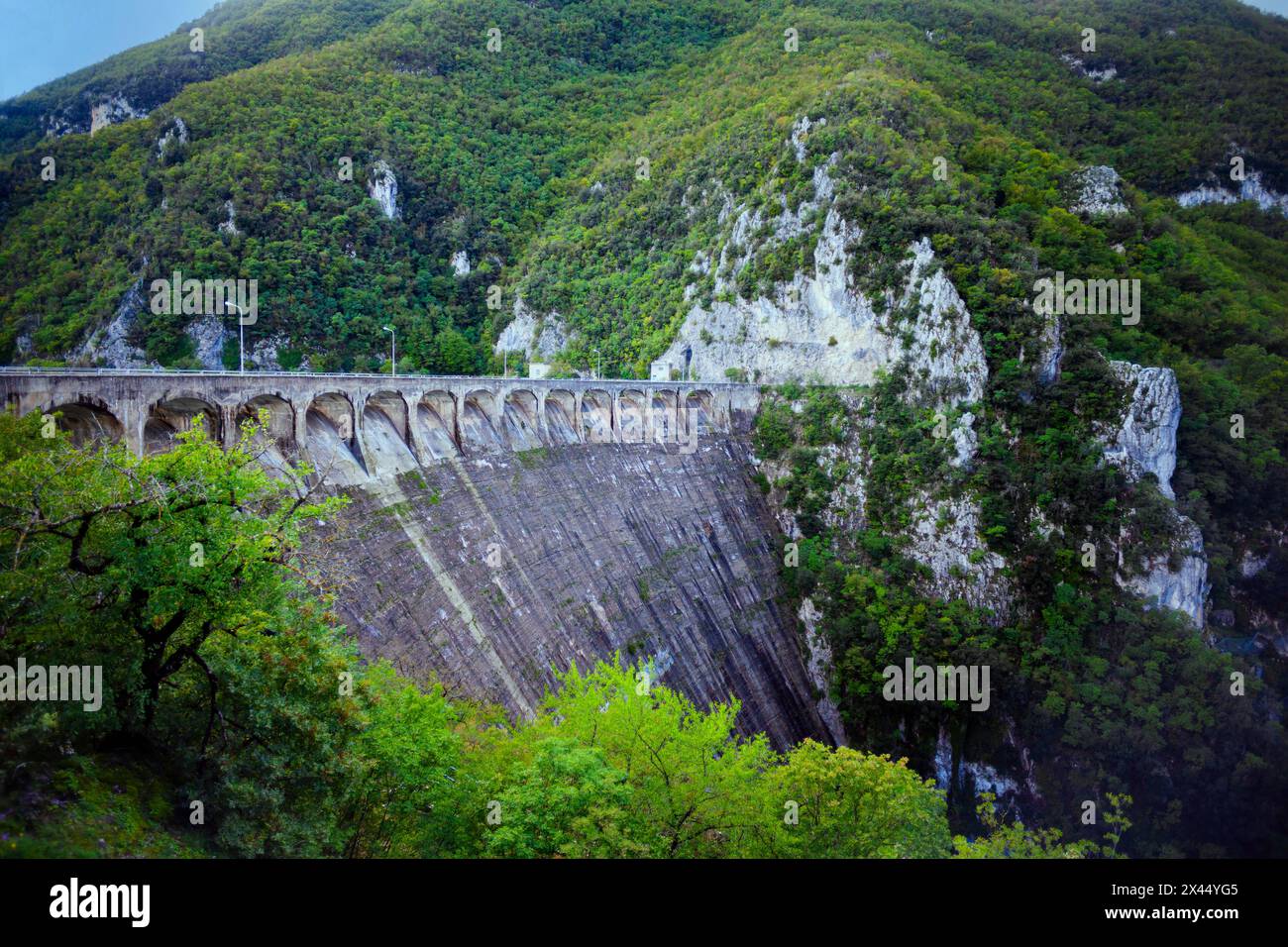 Gravity Salto dam in Rieti, Italy, hydroelectric system landscape Stock ...