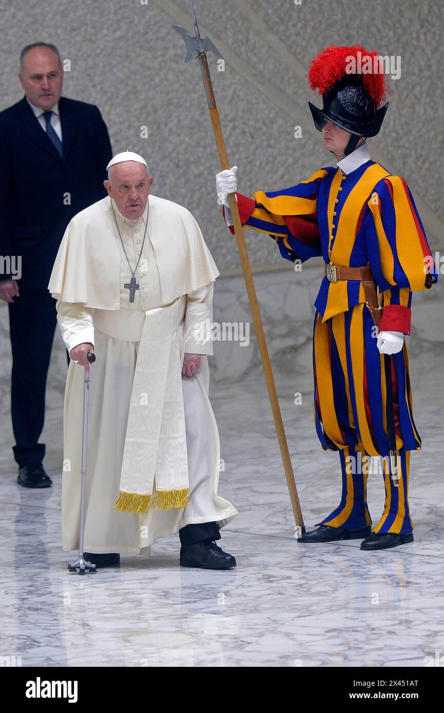 Italy, Rome, Vatican City, April 27, 2024 : Pope Francis, walks with ...