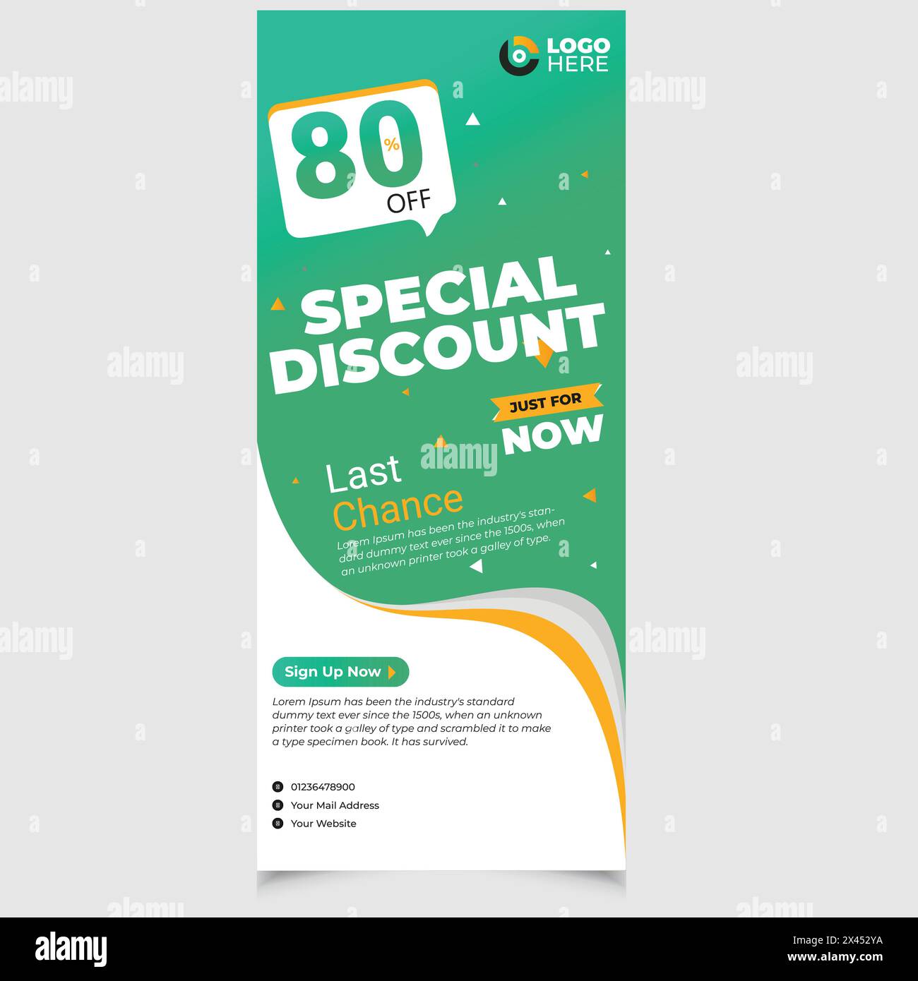 Sale roll up banner template design big special offer to 80% off vector ...