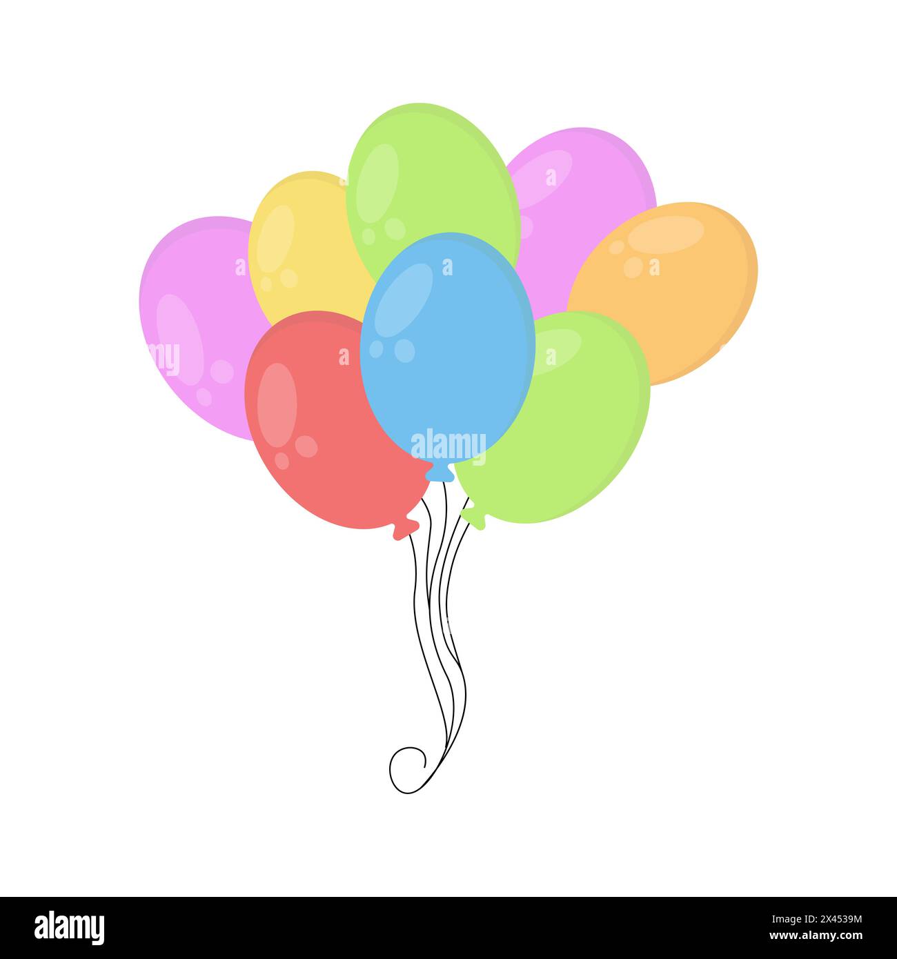 Colored cartoon inflatable balloons vector. Decoration for the holiday ...