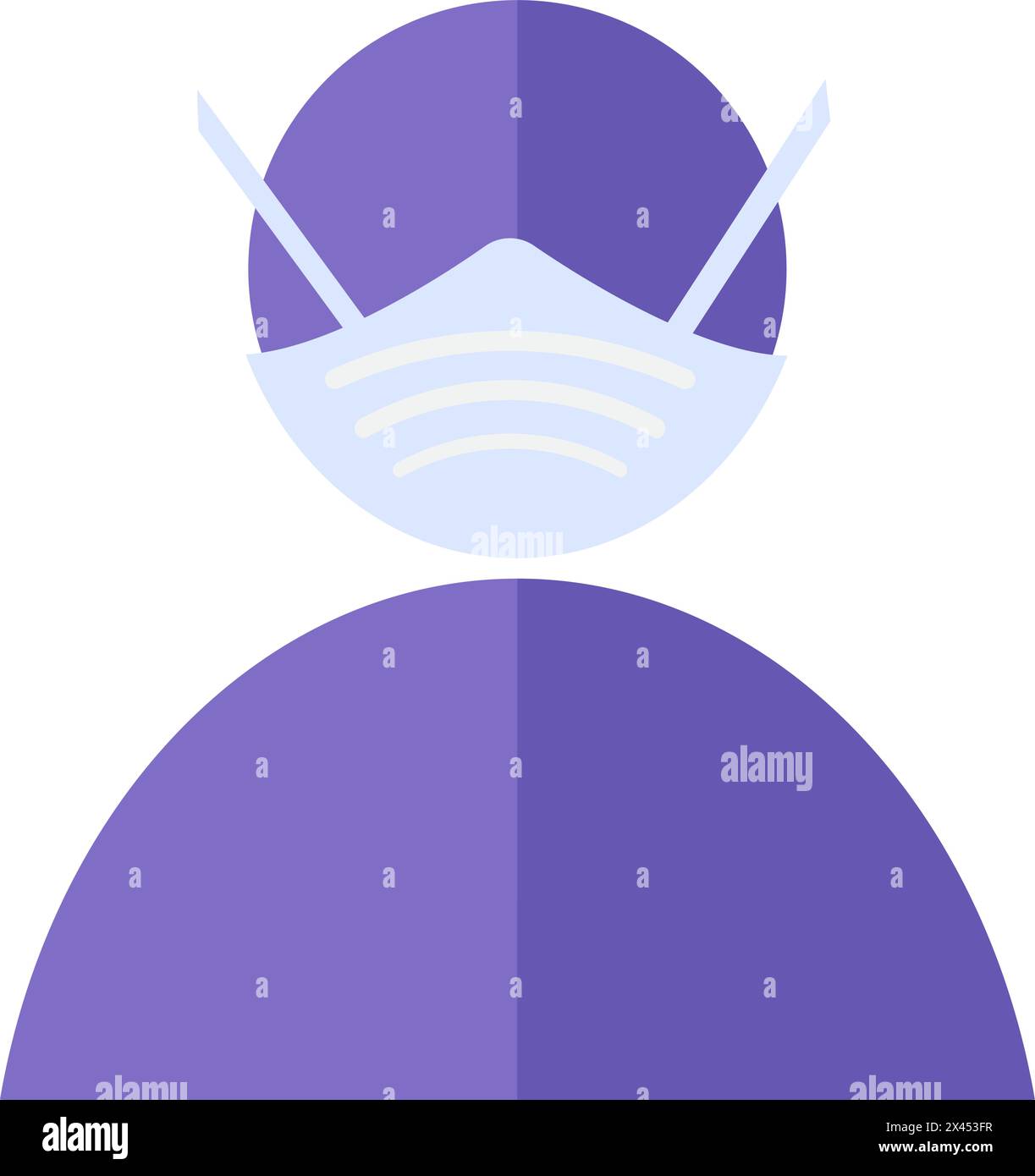 Avatar man wearing face mask icon. Warning symbol, medical stroked ...