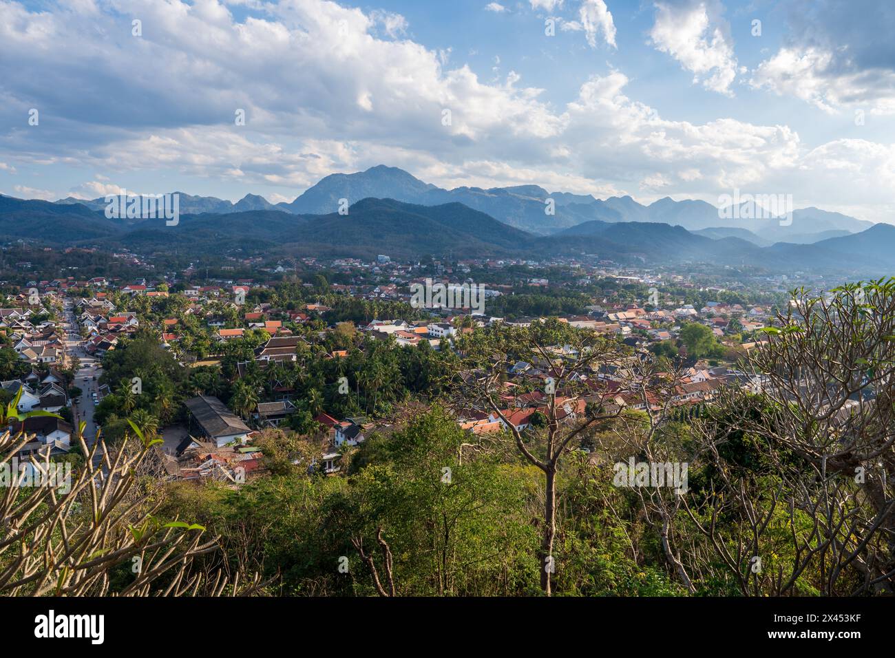 View of the countryside and the city of Luang Prabang from the top of ...