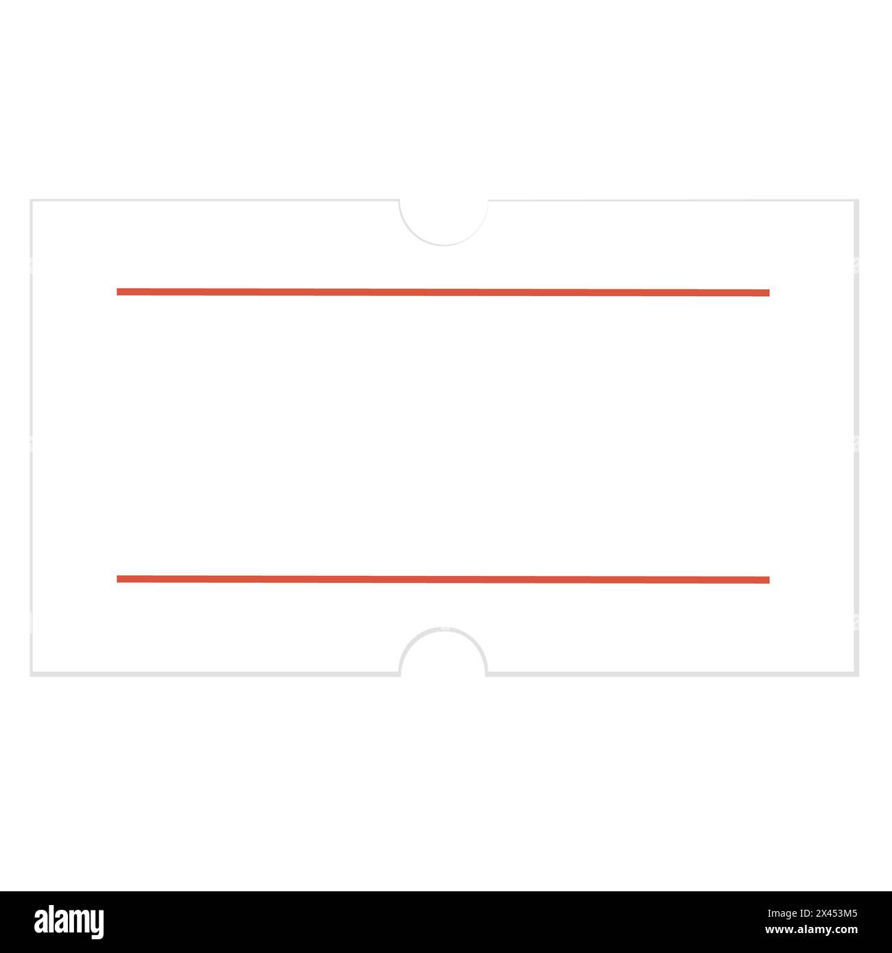 Self-adhesive paper price tag with two red stripes. Paper price tag ...