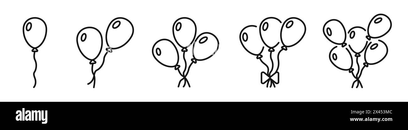 Color linear editable inflatable balloons vector. Decoration for the ...