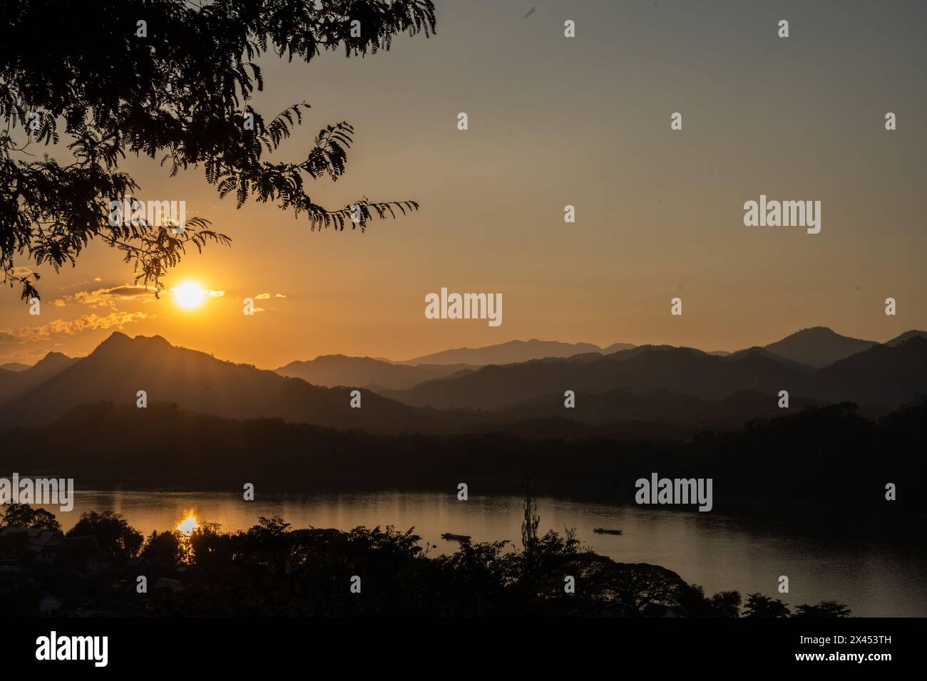 View of the countryside and the city of Luang Prabang from the top of ...