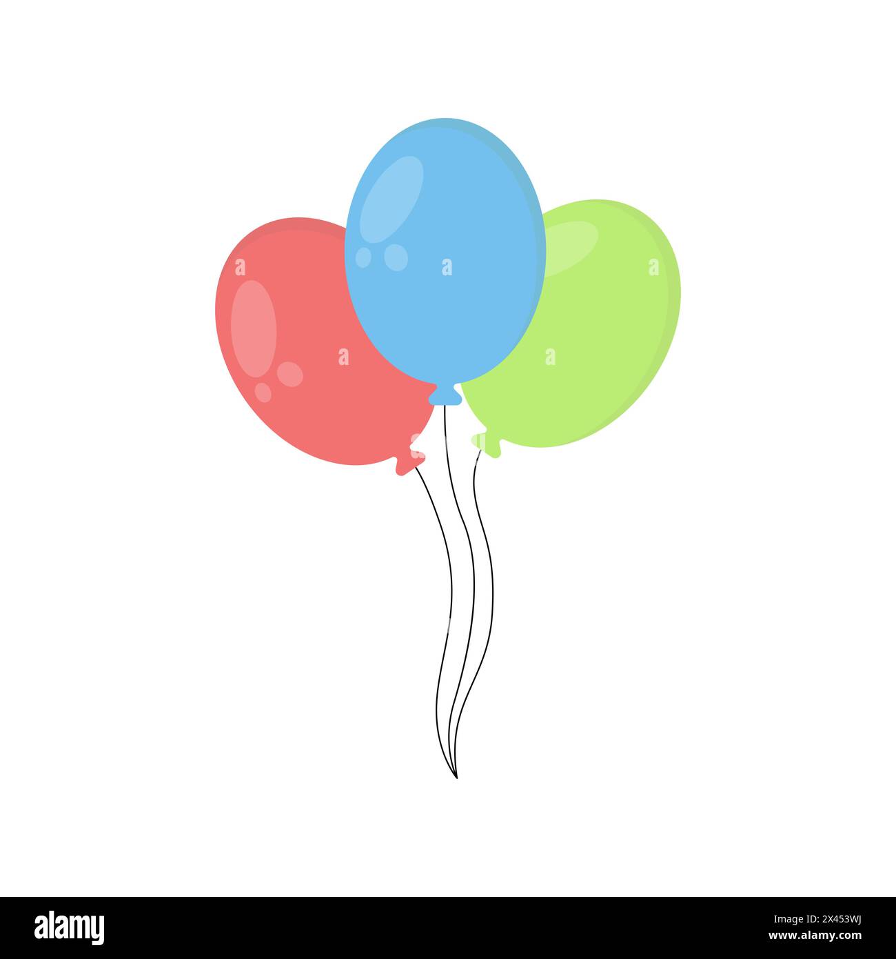 Colored cartoon inflatable balloons vector. Decoration for the holiday ...
