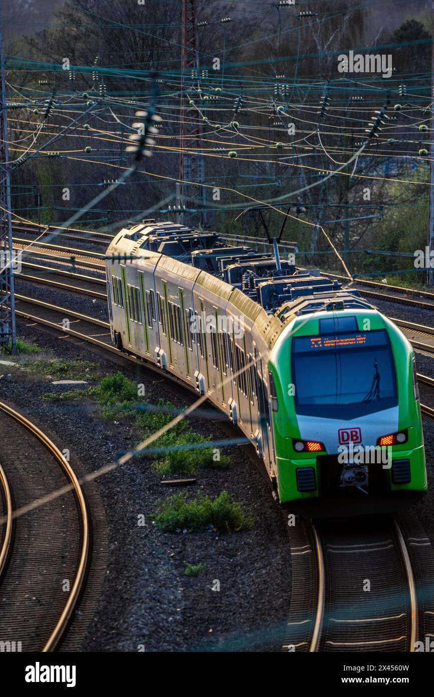 S-Bahn train on the tracks, railroad system, railway line west of the ...