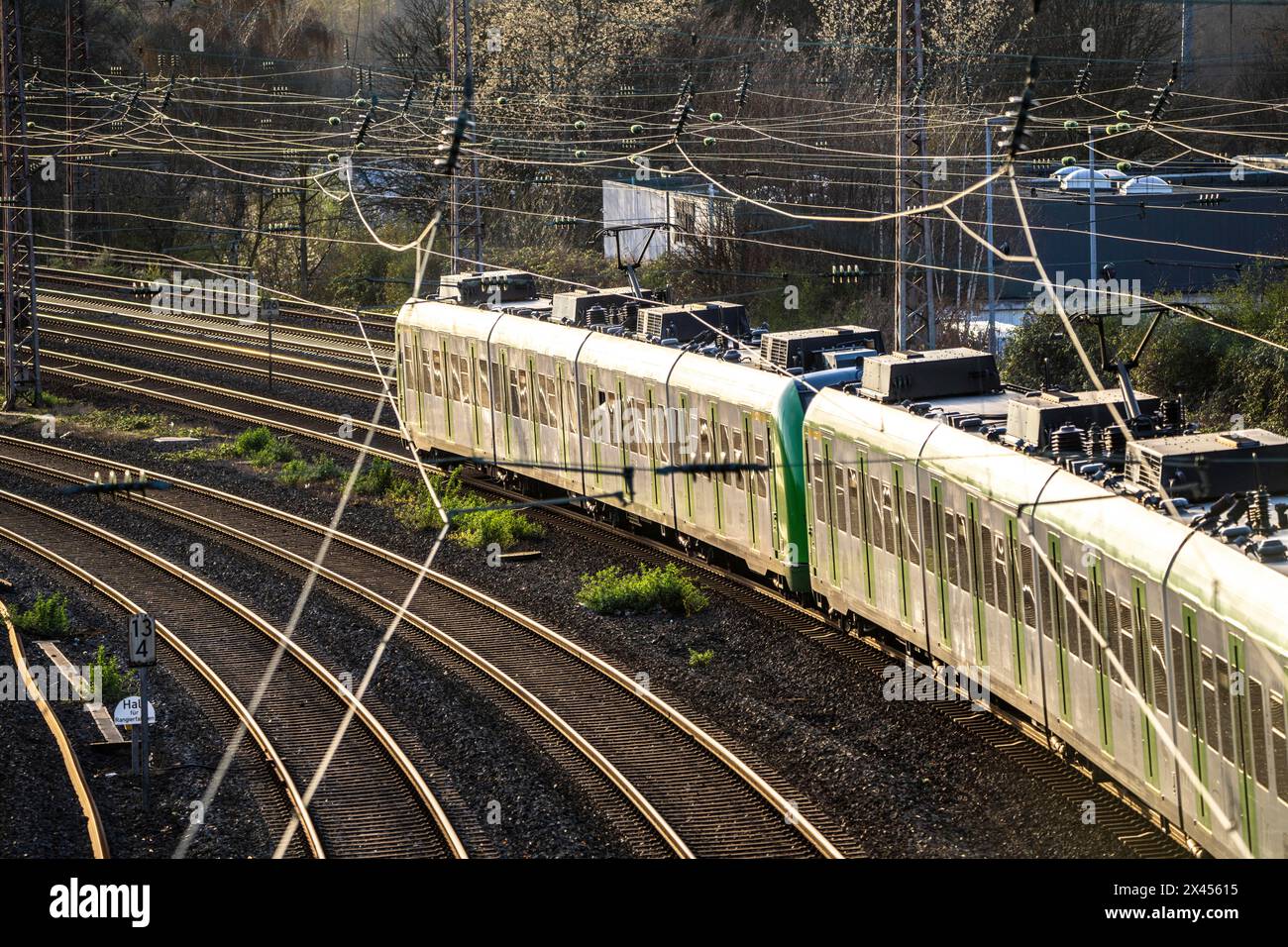 S-Bahn train on the tracks, railroad system, railway line west of the ...