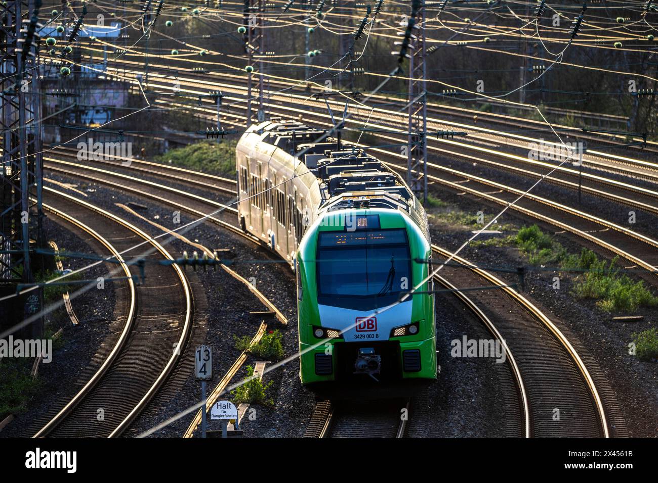 S-Bahn train on the tracks, railroad system, railway line west of the ...