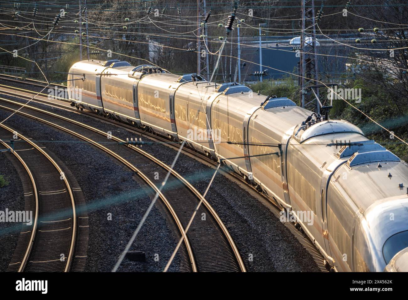 ICE train on the tracks, railroad system, railway line west of the main ...