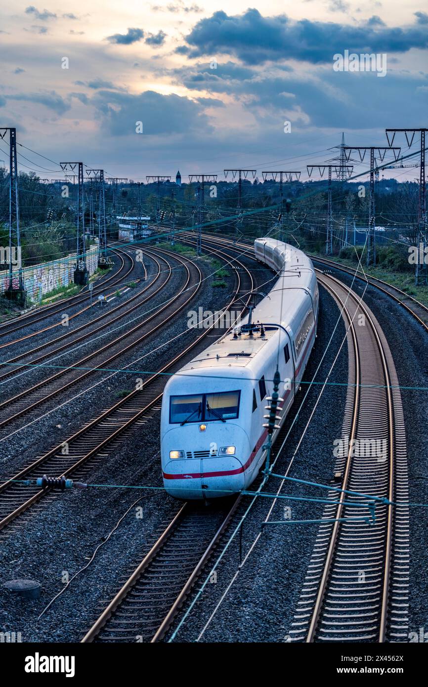 ICE train on the tracks, railroad system, railway line west of the main ...