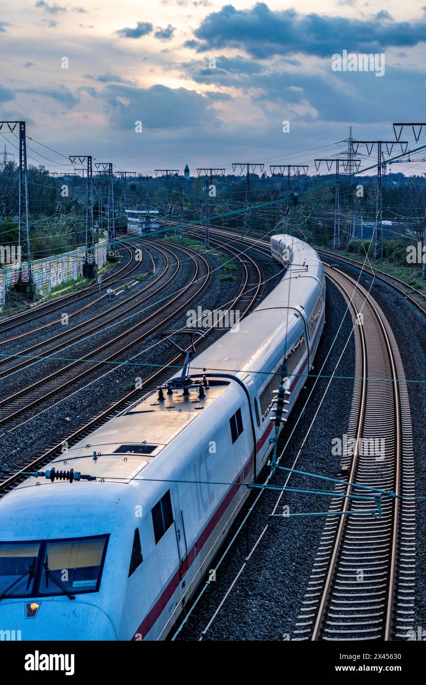 ICE train on the tracks, railroad system, railway line west of the main ...
