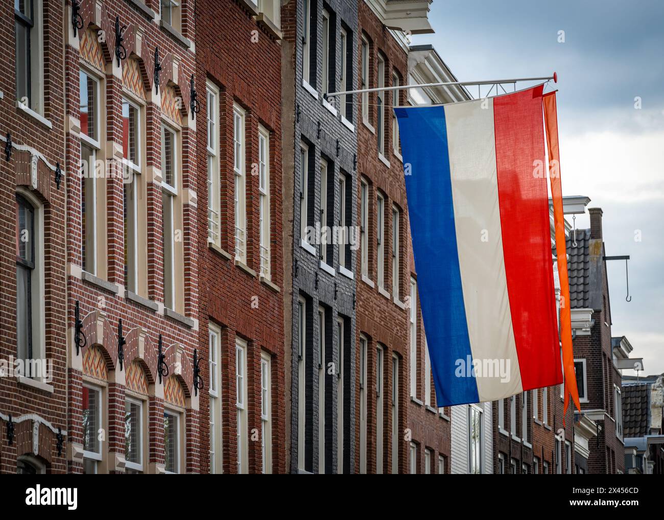 Dutch flag with orange pennant for Kingsday and liberation day ...