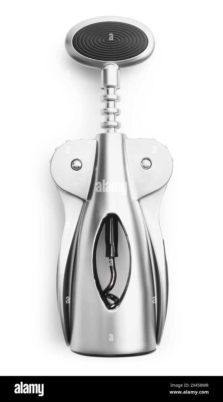 One wing corkscrew isolated on white, top view Stock Photo - Alamy