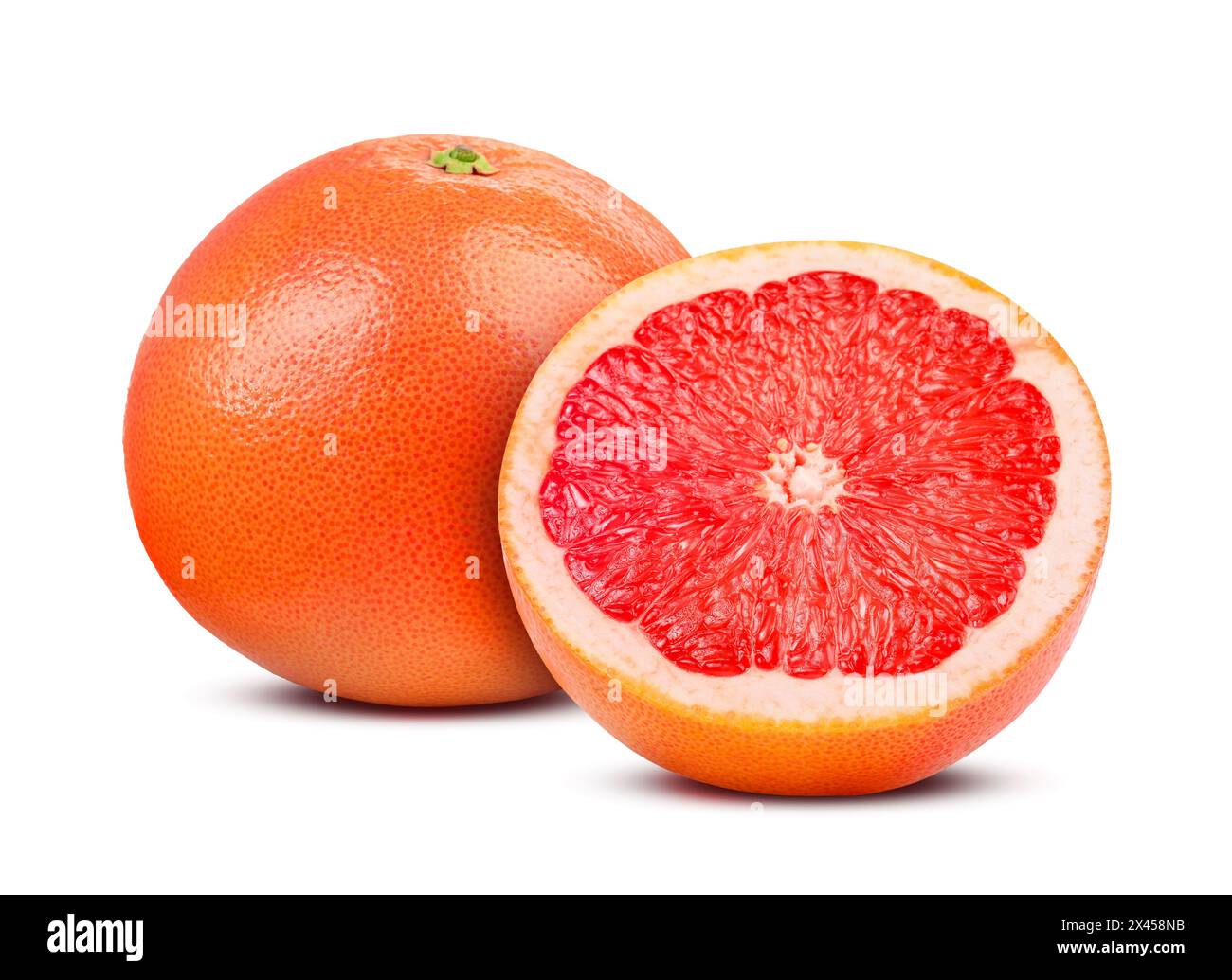 Fresh whole and cut grapefruits isolated on white Stock Photo - Alamy