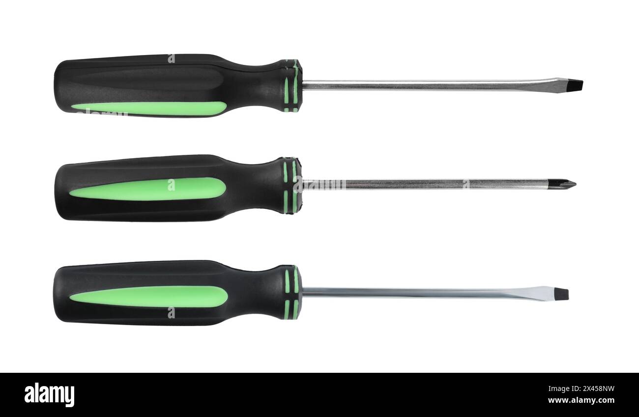 Three different screwdrivers isolated on white, set Stock Photo - Alamy
