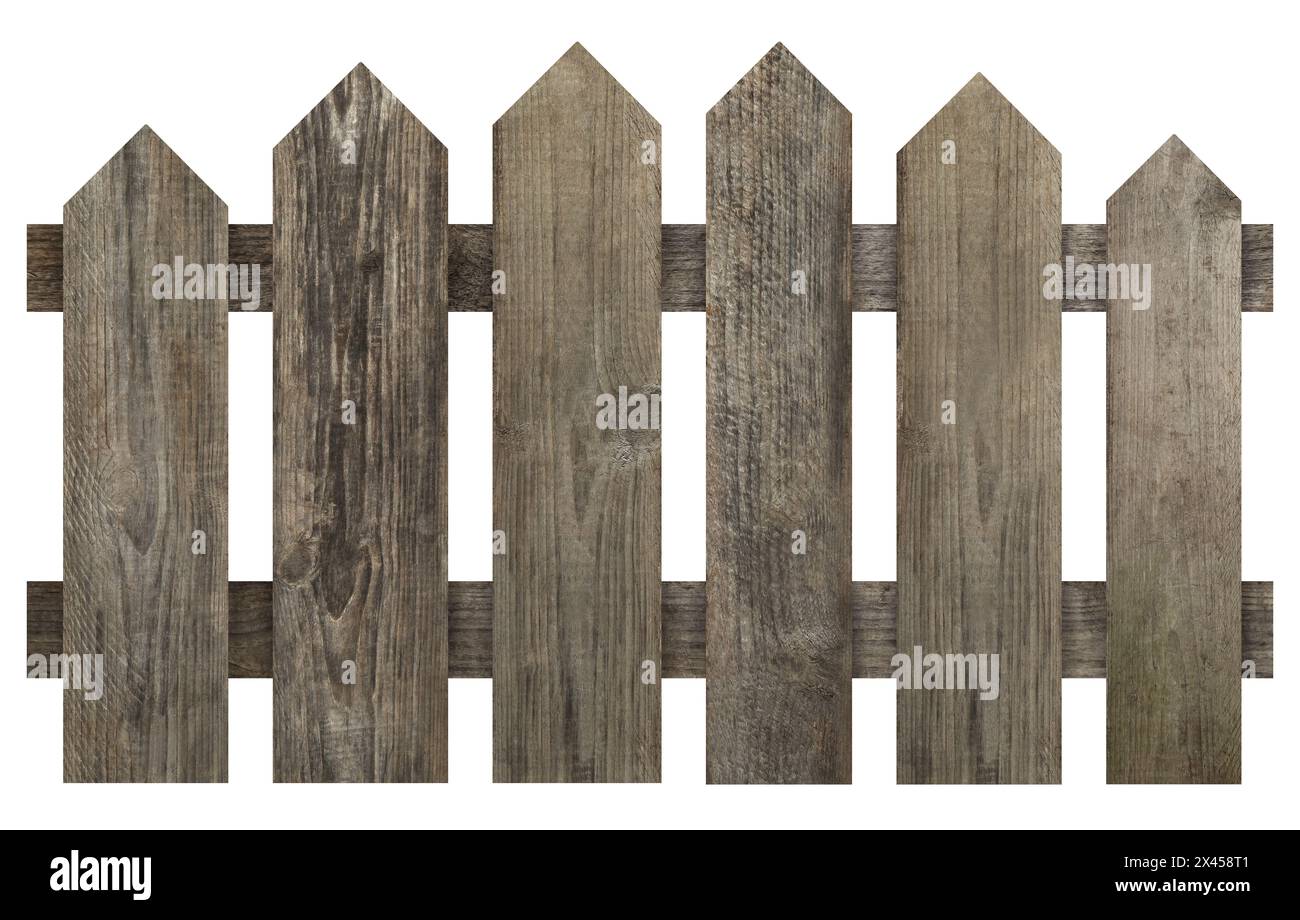 Wooden fence isolated on white. Enclosing structure Stock Photo - Alamy