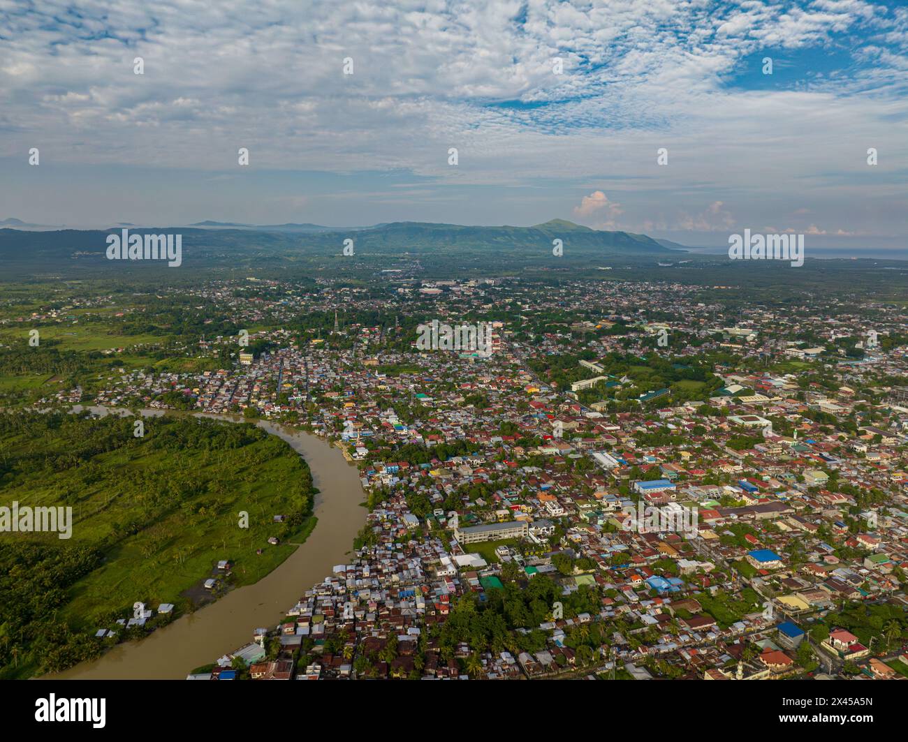 Residential houses near the river in Cotabato City. Mindanao, Philippines. Top view Stock Photo ...