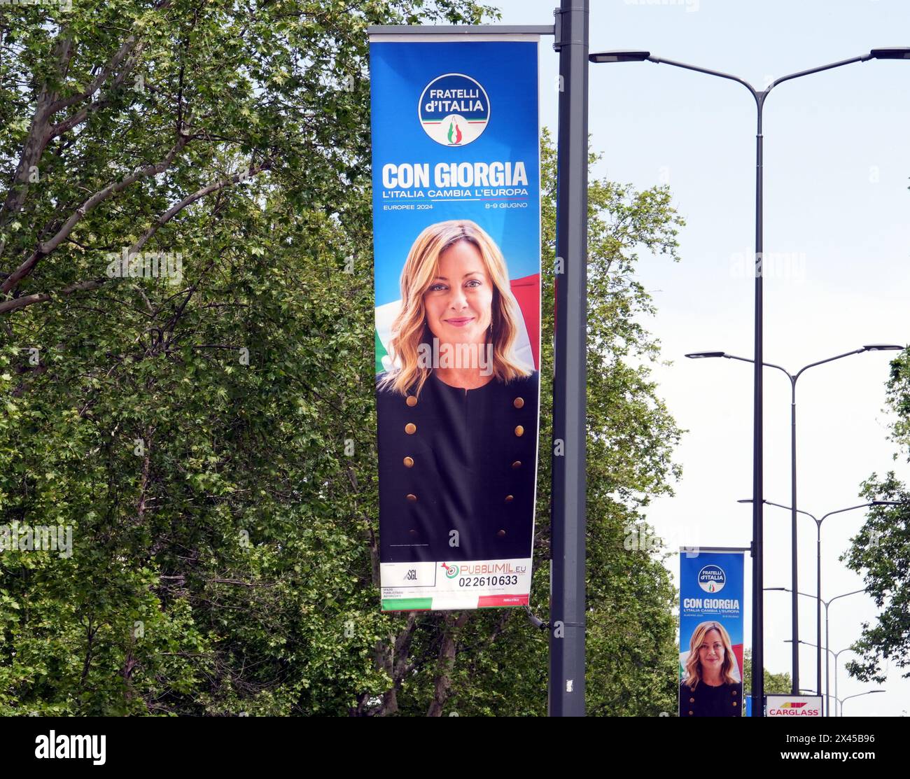 Milan, Italy. 30th Apr, 2024. Milan - Billboard, electoral advertising ...